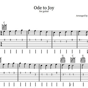 Ode to Joy Easy Guitar Tab - Etsy