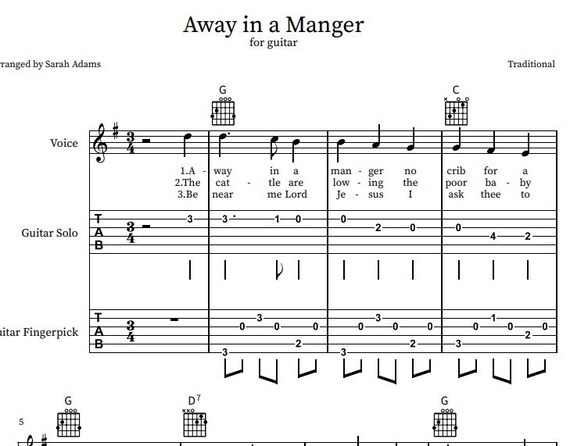 Away In The Manger Guitar Chords