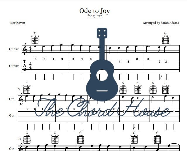 Ode to Joy Easy Guitar Tab - Etsy