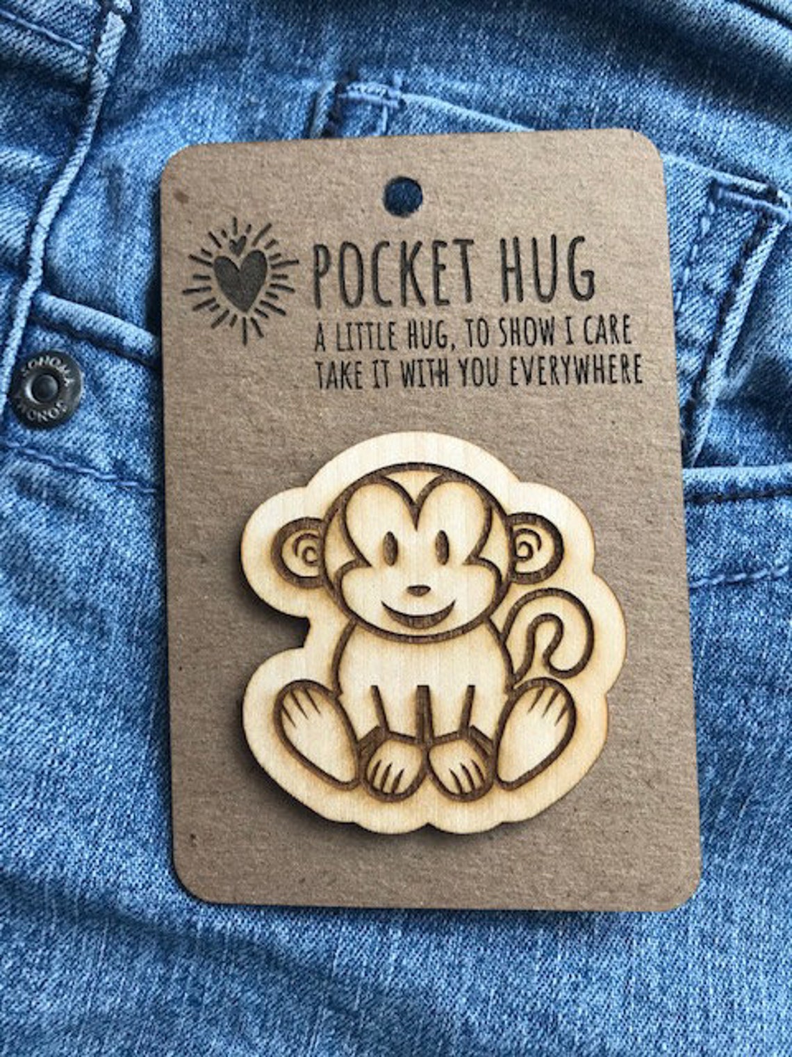 Pocket Hug Wood Burned Love Token Thinking of You Gift | Etsy