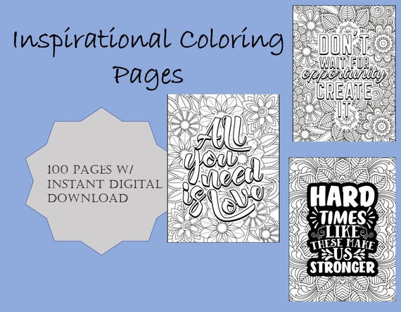 Inspirational Coloring Pages | Etsy