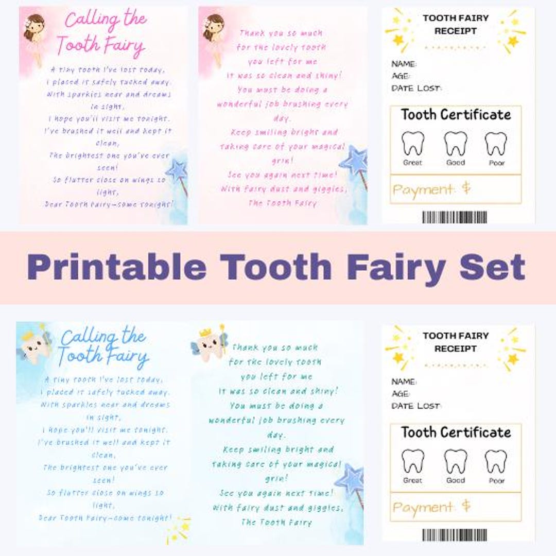 Tooth Fairy Printable Kit First Tooth Lost Activity Magical Gift Idea ...