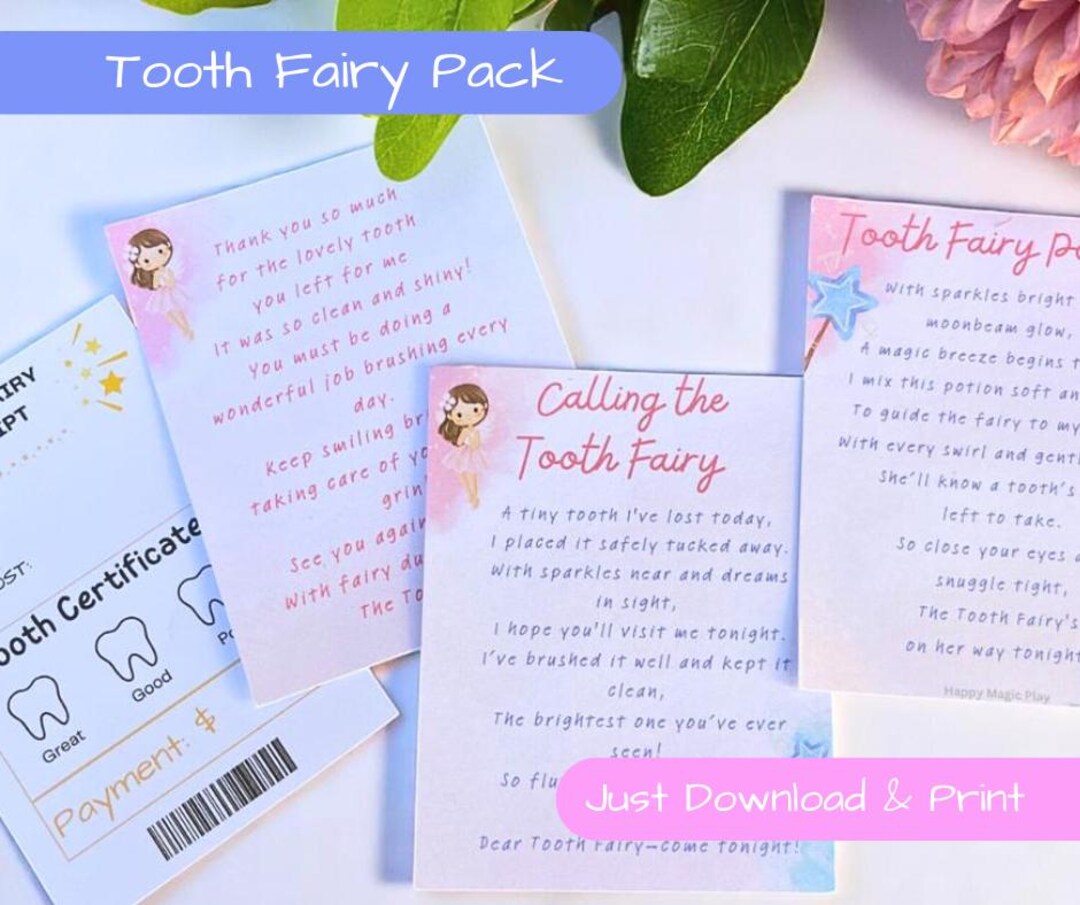 Tooth Fairy Printable Kit for Girls First Tooth Lost Activity Magical ...