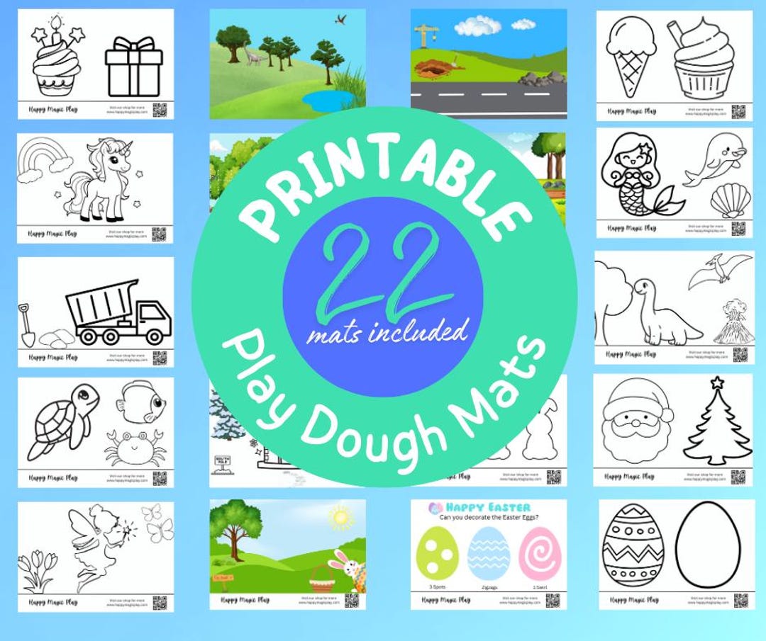 Printable Play Dough Mats Kids Activity Homeschool Montessori Learning ...