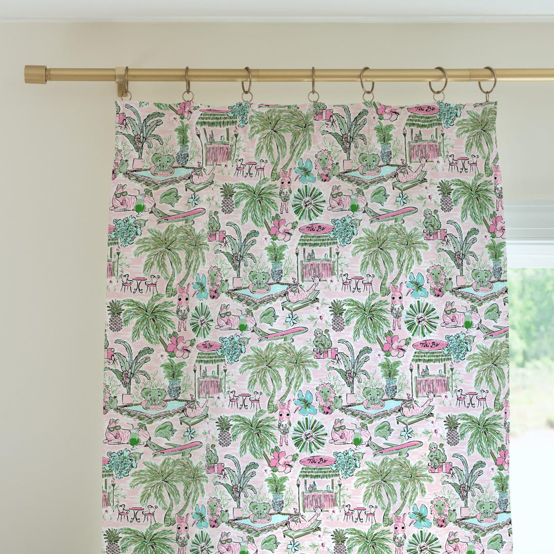 Cabana Animals Preppy Window Curtain Panels, Blackout or Privacy ...