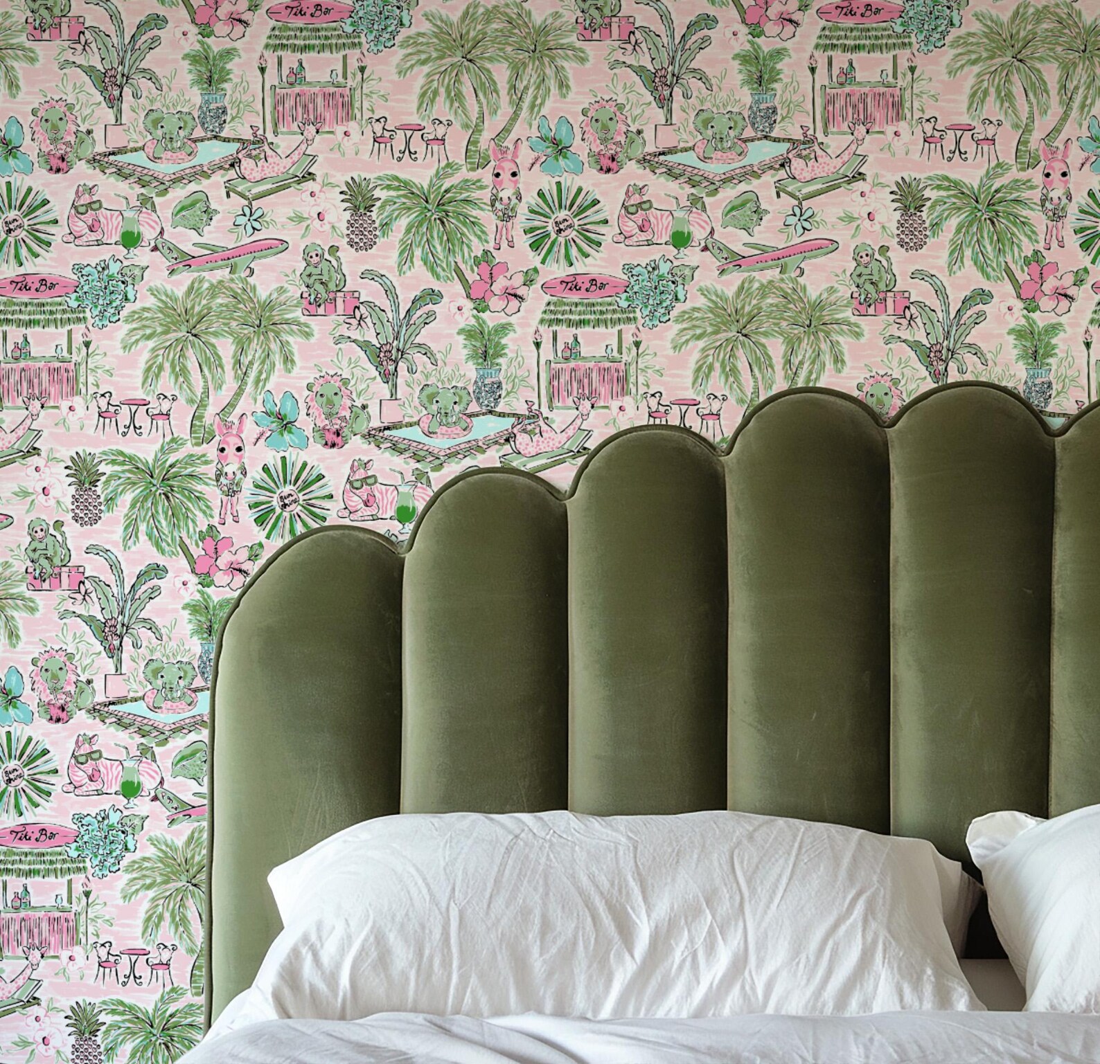 Cabana Animals Peel and Stick Wallpaper: Tiki Palm Beach Removable ...