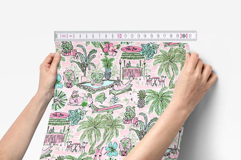 Cabana Animals Peel and Stick Wallpaper: Tiki Palm Beach Removable ...