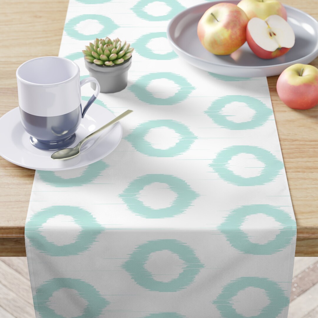 Aqua Ikat Table Runner for Preppy Dining Table Boho Home Decor Gift - Etsy