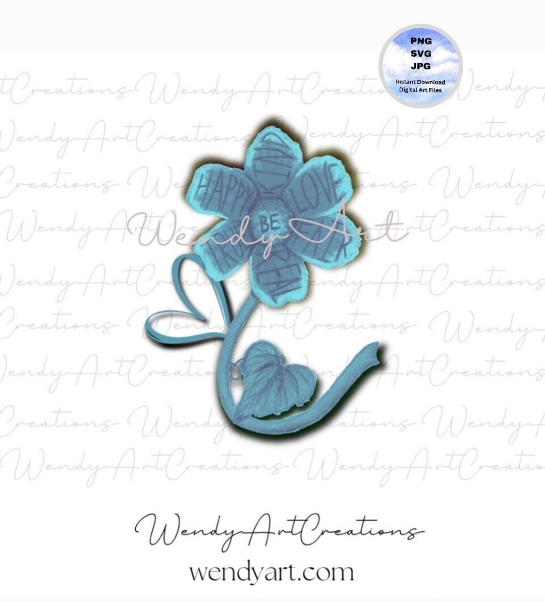BE Blue Flower PNG SVG Jpg- Hand Drawn Svg, Be Happy, Be Love, Be Fair ...