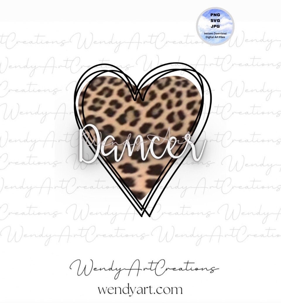 Dancer Leopard Heart SVG, Ballerina Leopard Heart Svg, Sublimination ...
