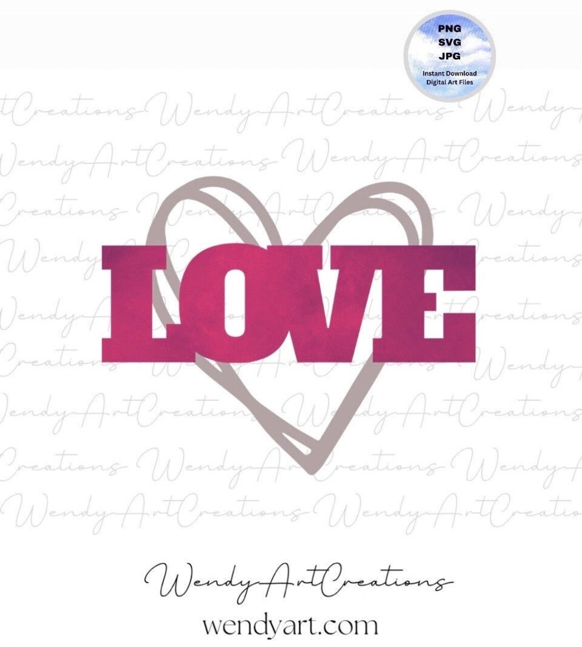 LOVE Script & Hearts PNG SVG Pink Hombre Svg Purple Hombre - Etsy