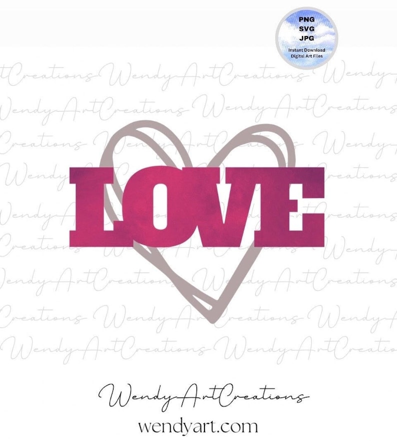 LOVE Script & Hearts PNG SVG Pink Hombre Svg Purple Hombre - Etsy