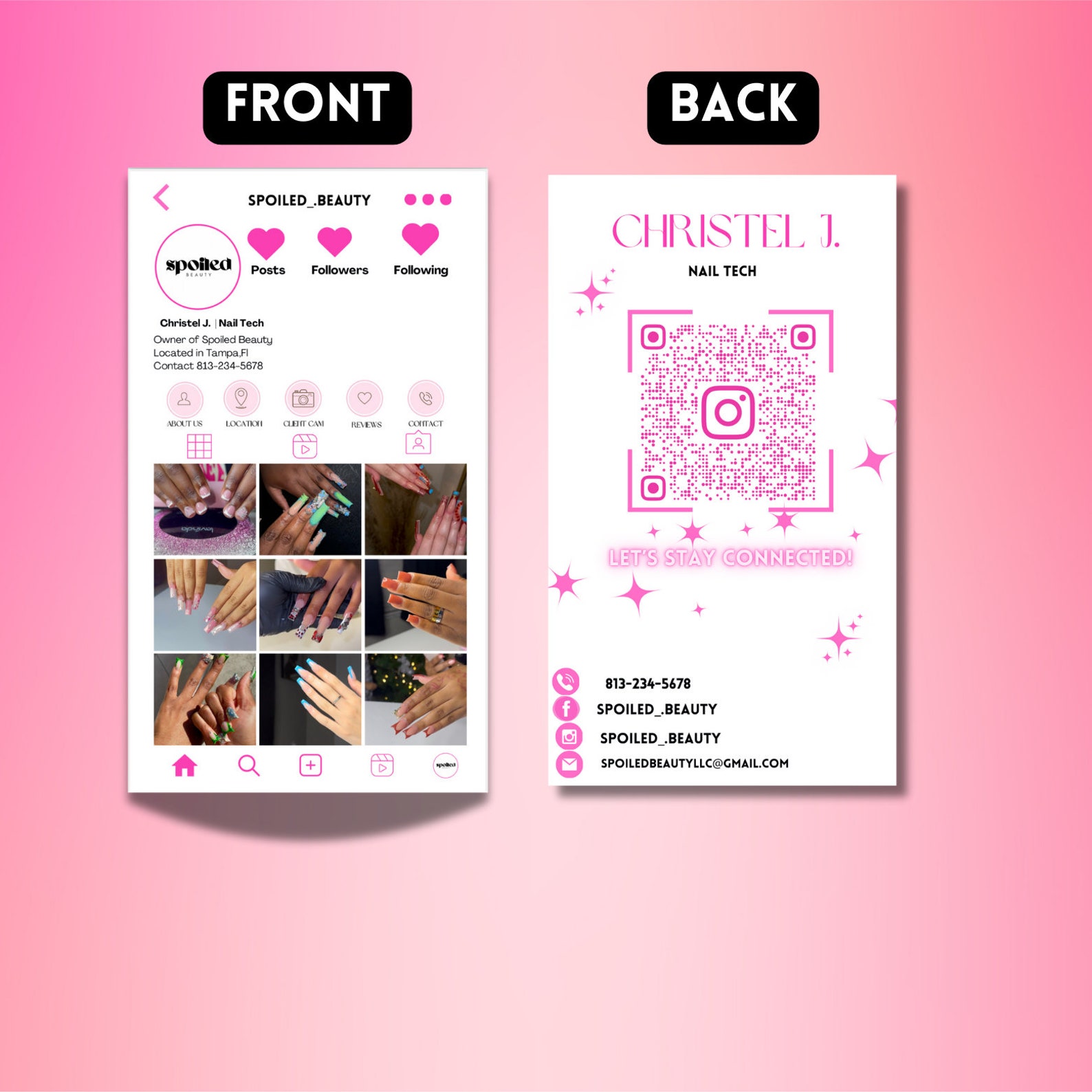 Instagram Business Cards, DIY Canva Business Card Template Design, IG ...