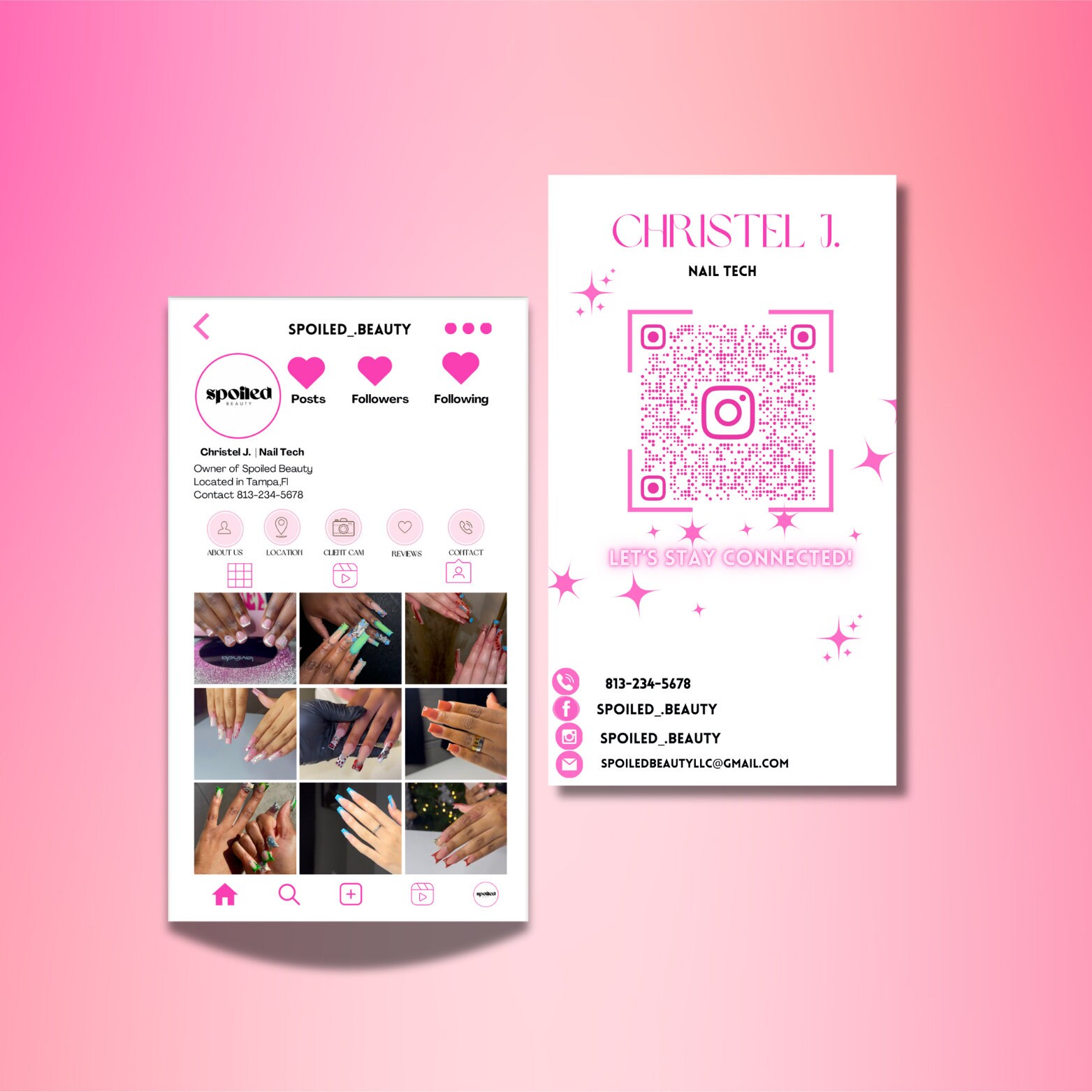 Instagram Business Cards, DIY Canva Business Card Template Design, IG ...