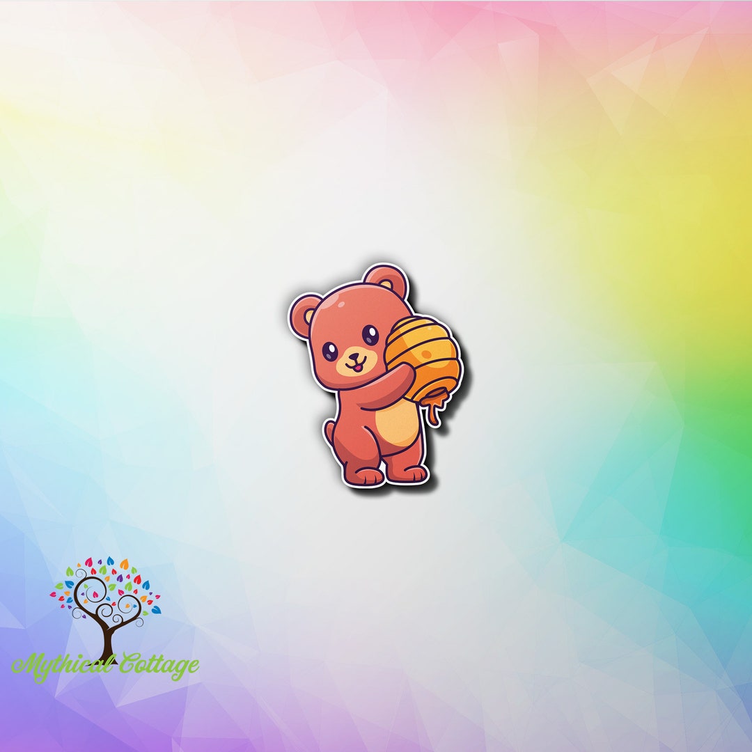 Hunny Bear Water Resistant Vinyl Sticker Laptop Sticker Water Bottle ...