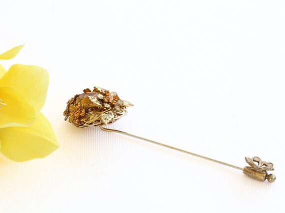 Vintage Stanley Hagler Glass Topaz Stick Pin - Gem