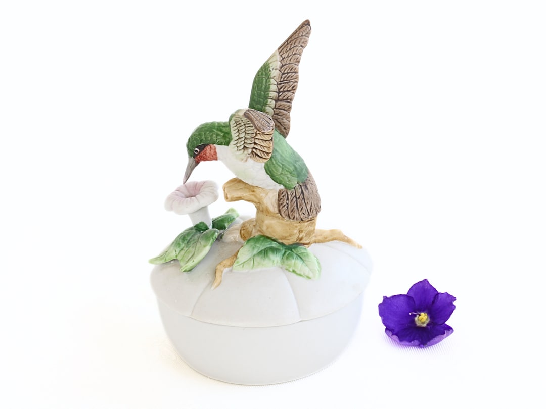 Vintage Arnart Porcelain Hummingbird Trinket Box by Jonathon Byron - Etsy