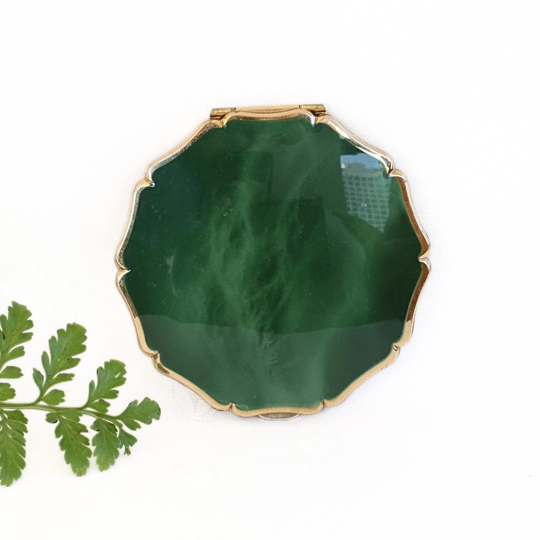 Vintage Stratton Mirrored Powder Compact With Green Enameling - Etsy