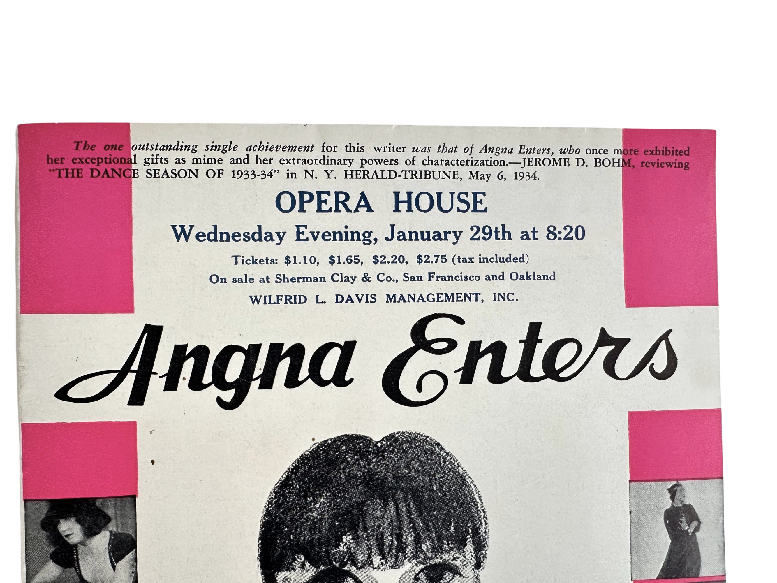 Angna Enters Dancer 1934 Performance Advertisement Flyer, San Francisco ...