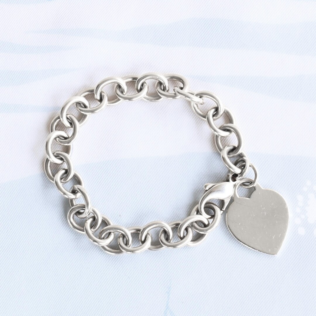 Vintage Viking Sterling Silver Heart Tag Bracelet - Etsy