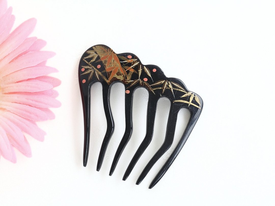 Vintage Japanese Kansashi Lacquered Geisha Hair Comb With Bamboo ...