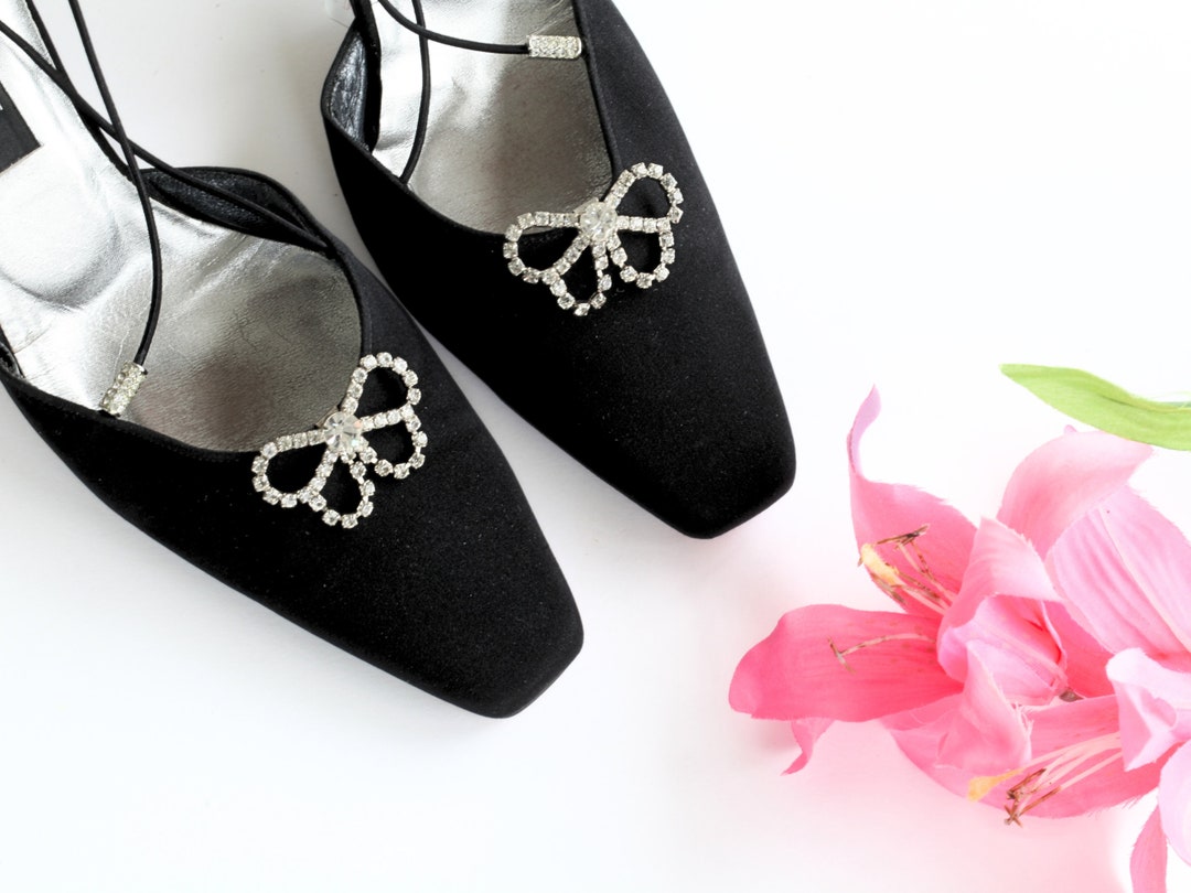 Vintage 1950s Rhinestone Bow Shoe Clips - Etsy