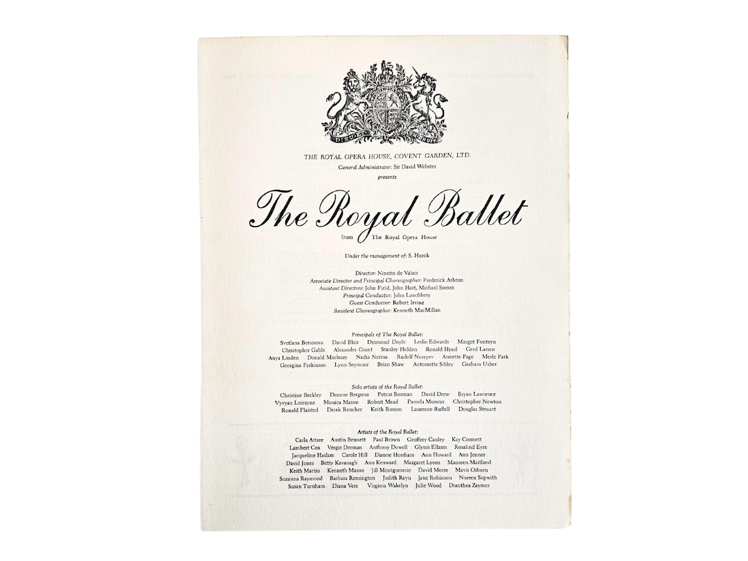The Royal Ballet 1963 Programme, Swan Lake, Metropolitan Opera House ...