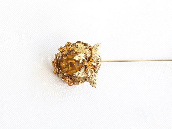 Vintage Stanley Hagler Glass Topaz Stick Pin - Gem