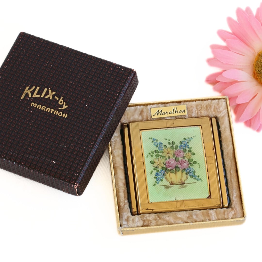 Vintage Marathon Mirrored Powder Compact With Klix Mechanism, Original ...