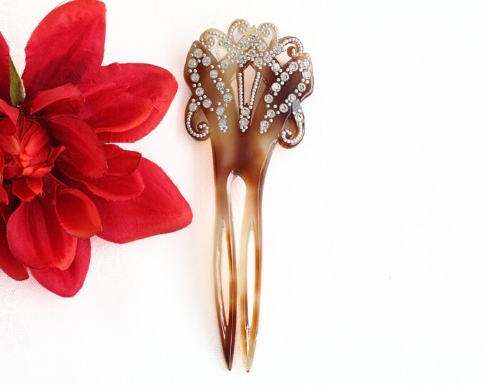 Vintage Spanish Victorian Revival Rhinestone Hair Comb With Pique Work ...