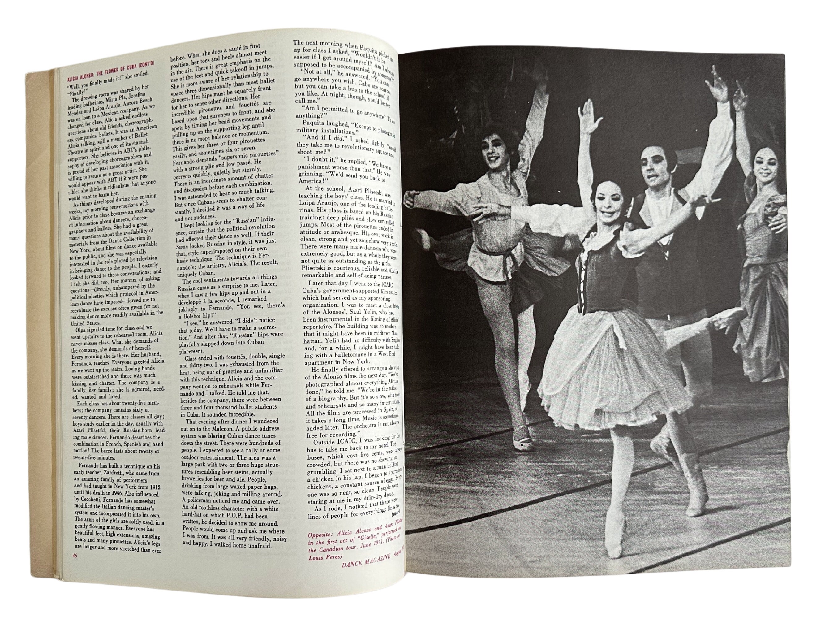Vintage Dancemagazine August 1971 Alicia Alonso Special, Asari ...