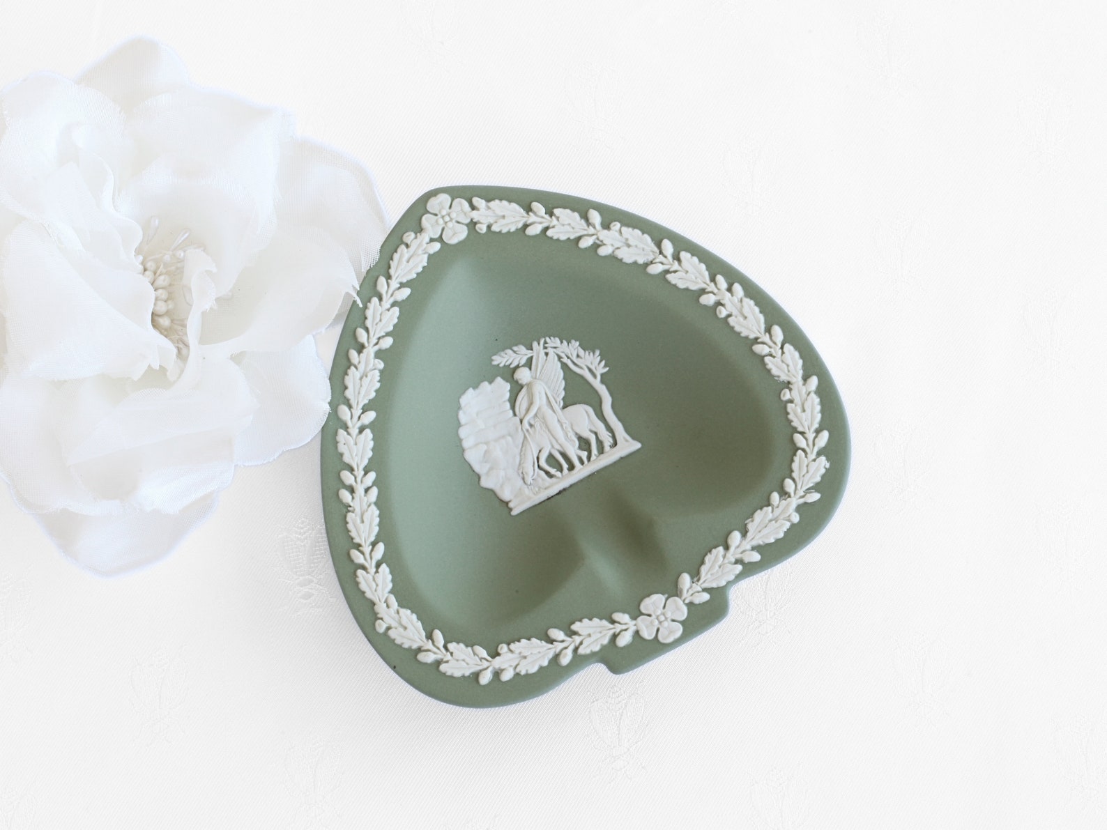 Vintage Green Wedgwood Jasperware Trinket Ring Dish Spade of - Etsy