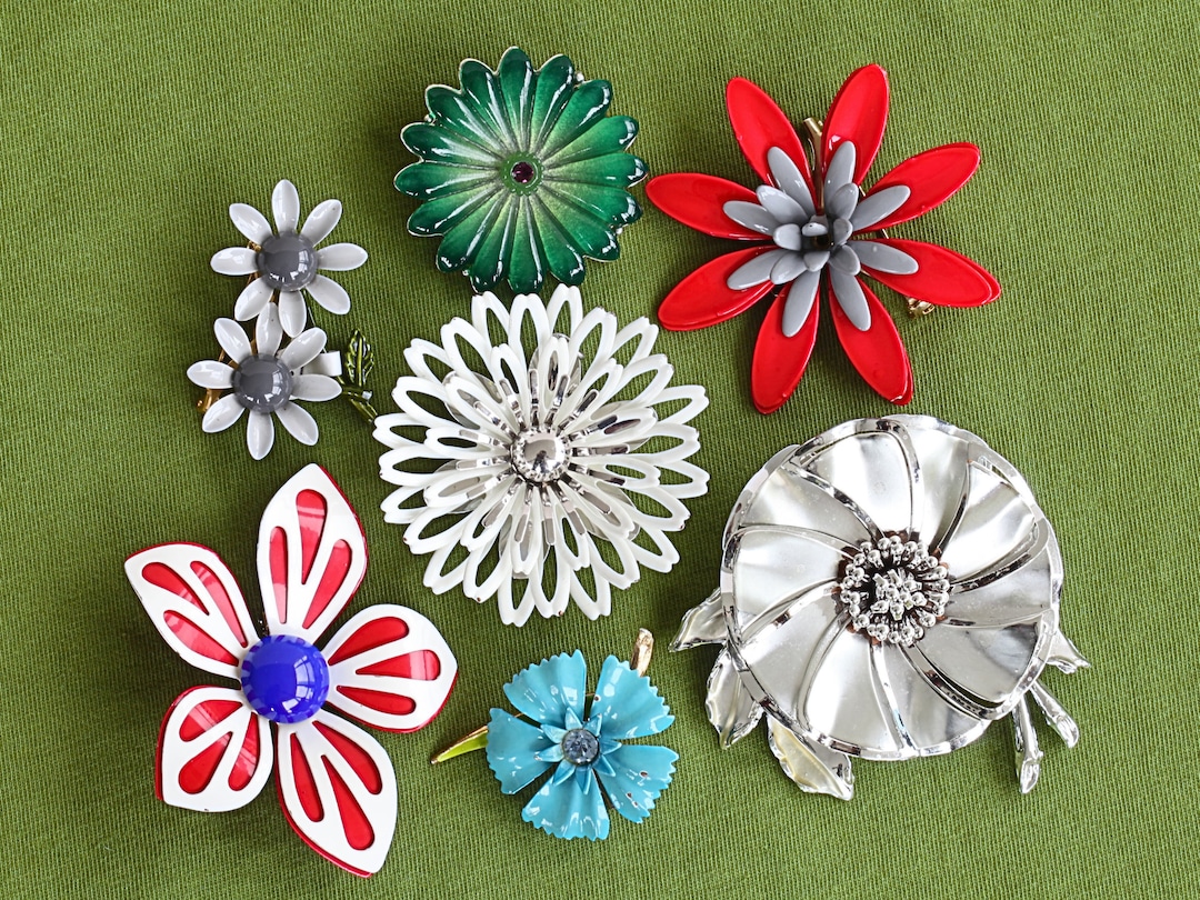 Vintage 60s Colorful Flower Brooches Pins, Sold Individually - Etsy