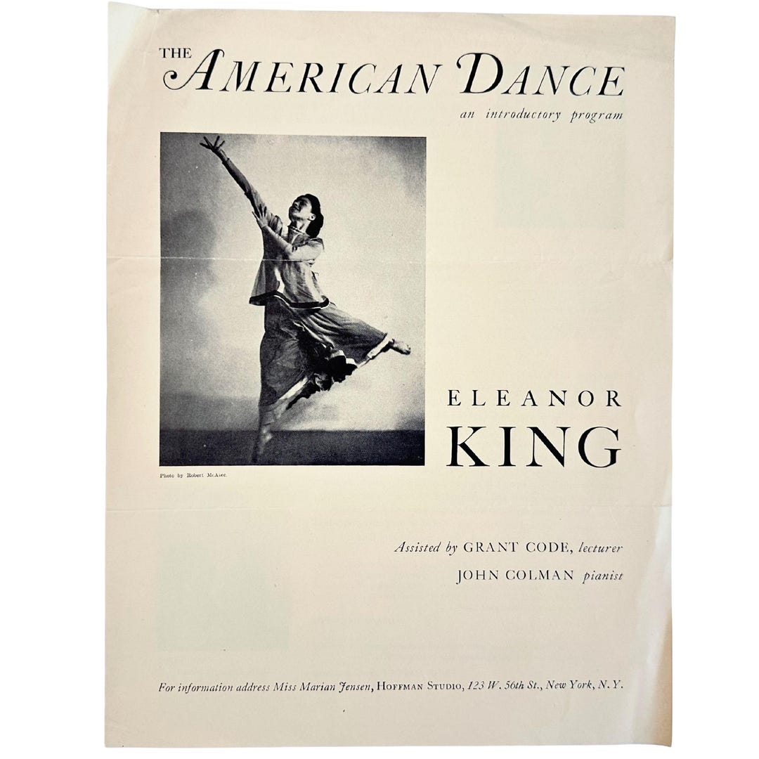Eleanor King Dance Recital Flyer Advertisement 1941, Hoffman Studio ...