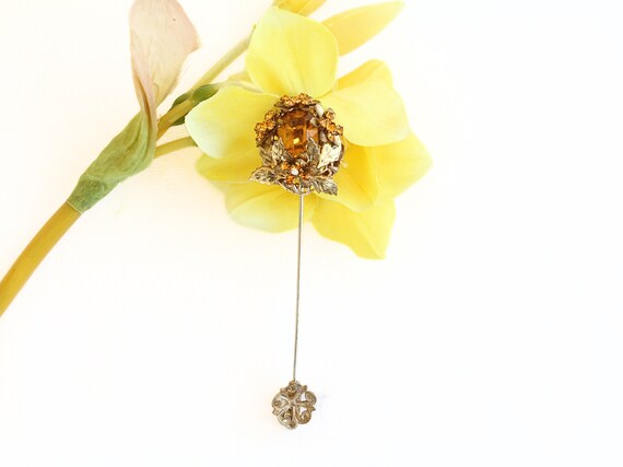 Vintage Stanley Hagler Glass Topaz Stick Pin - Gem