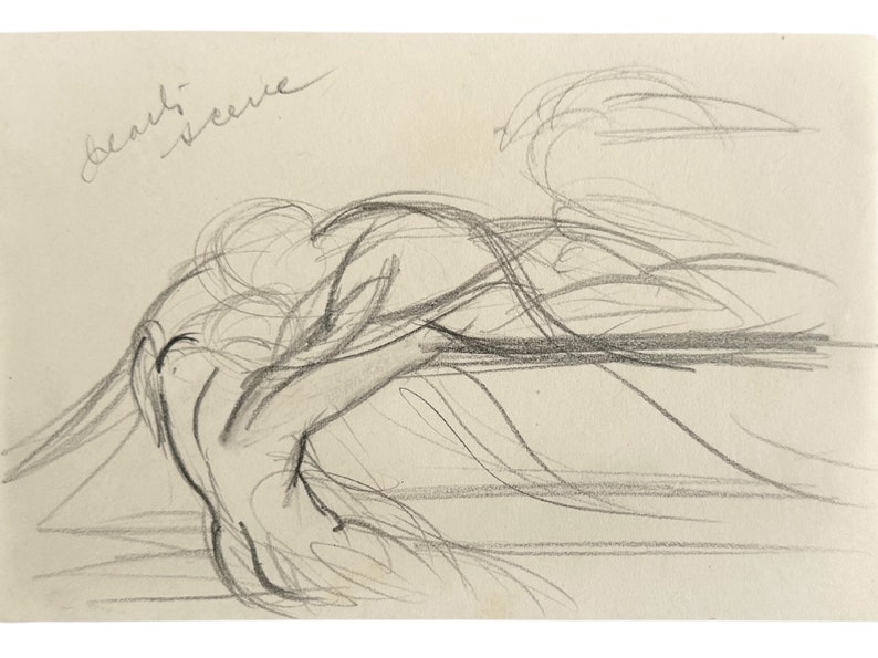 Vintage Original 1930s Pencil Sketch Study of Reclining Figures by ...