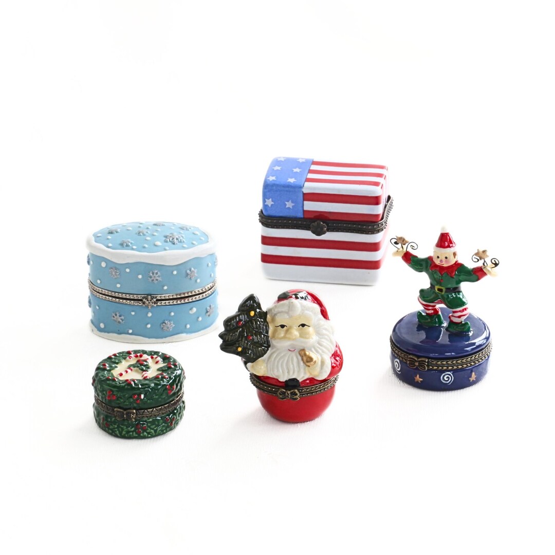 Vintage Porcelain Assorted Holiday Trinket Boxes, Sold Individually ...