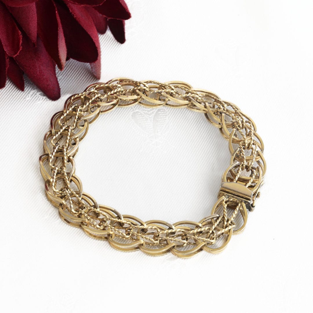 Vintage 12k Gold Overlay Multilink Bracelet, Jacoby Bender - Etsy