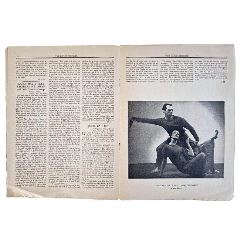 Vintage Dance Observer Magazine Pages, February 1936, Louis Horst ...