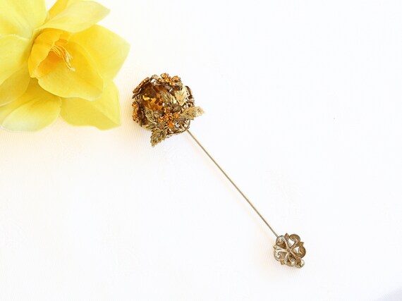 Vintage Stanley Hagler Glass Topaz Stick Pin - Gem