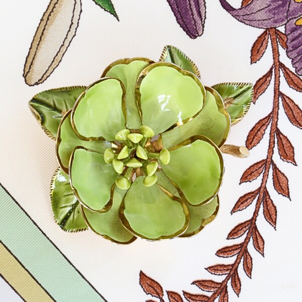 Enamel Flower Brooch Green - Etsy