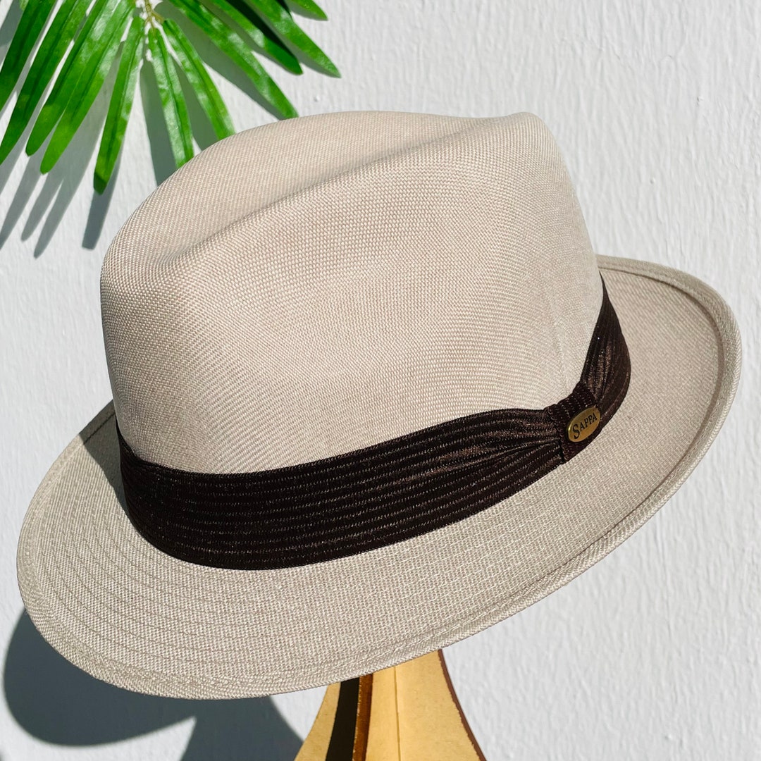 Short Brim Linen Fedora Beige Hat - Etsy