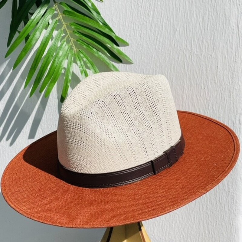 Flat Brim Straw Hat - Etsy