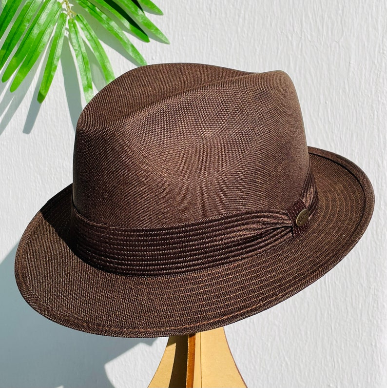 Short Brim Linen Fedora Brown Hat - Etsy