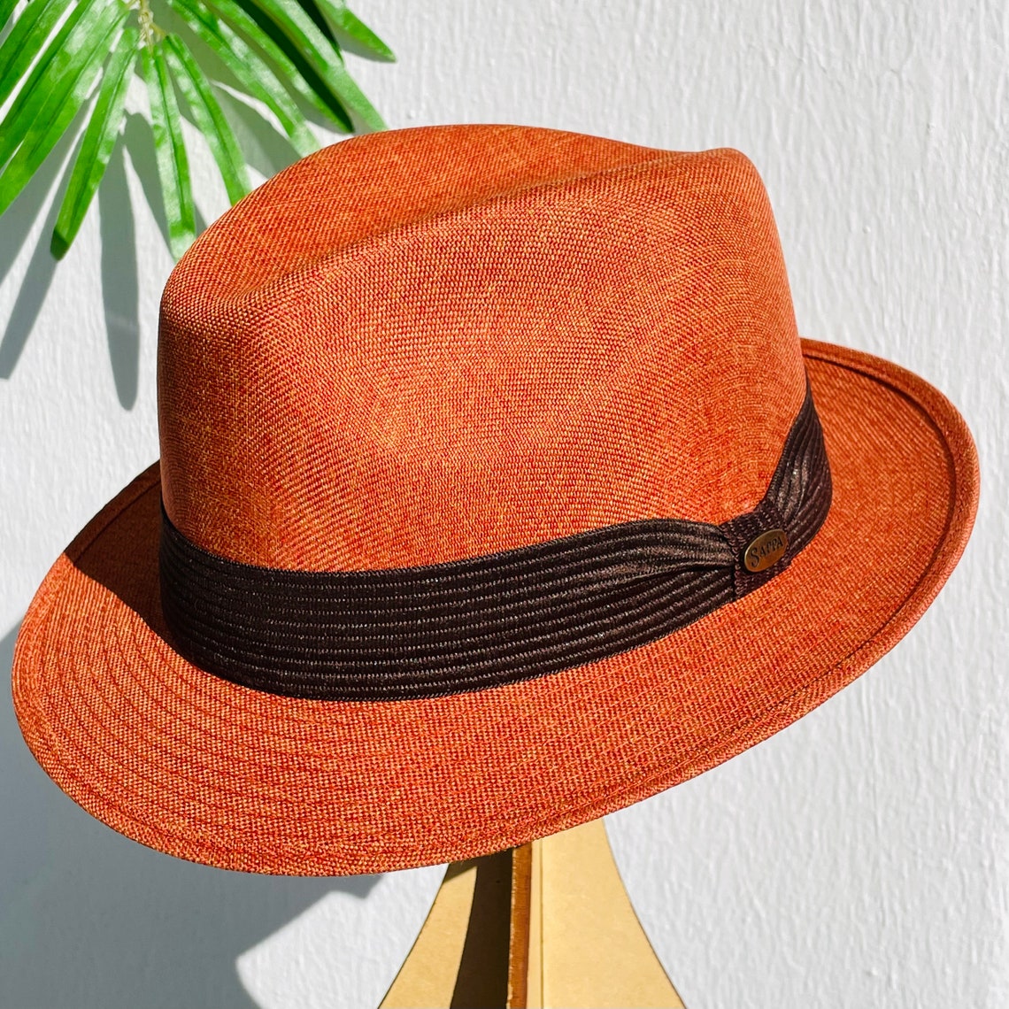 Short Brim Linen Fedora Hat Orange - Etsy