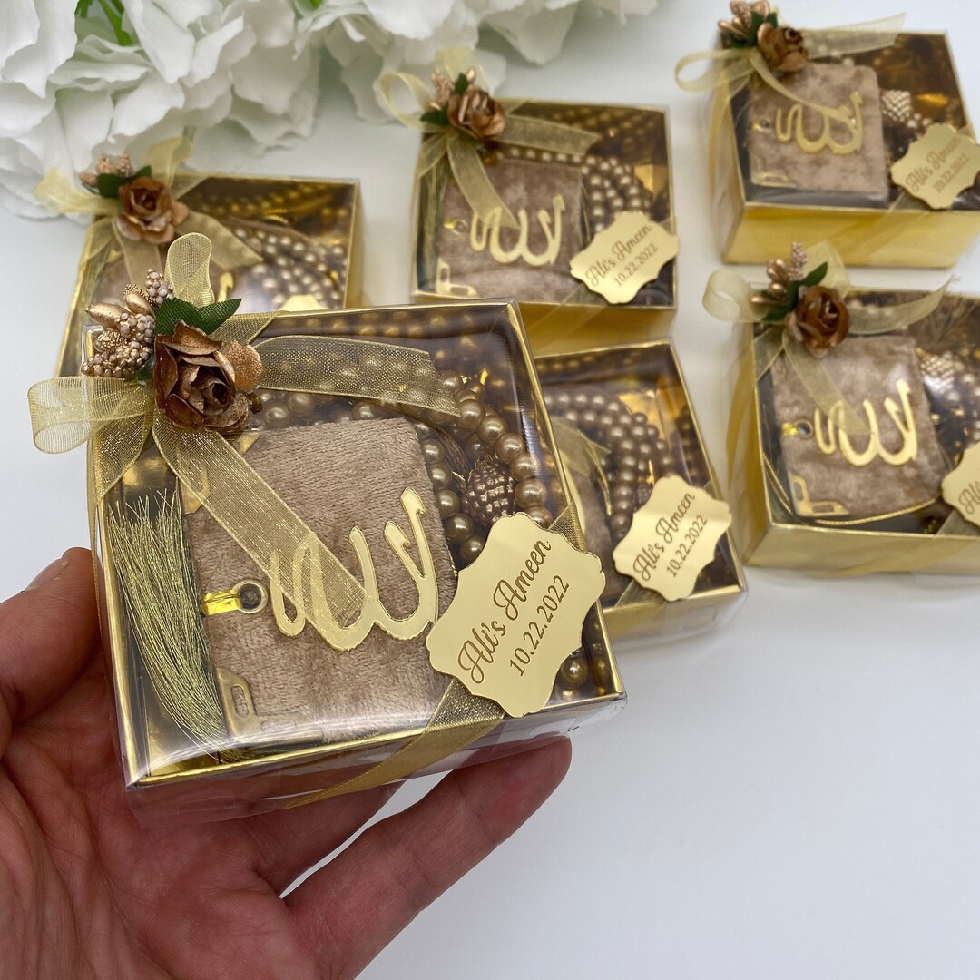 Gold Velvet Mini Quran Tasbih Set, Rustic Islamic Set, Wedding Favors ...