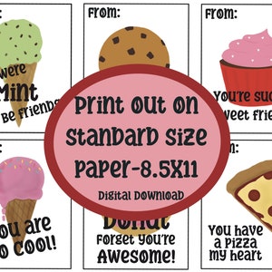 Digital Download Valentine Cards | Food Valentines Day Cards | INSTANT ...