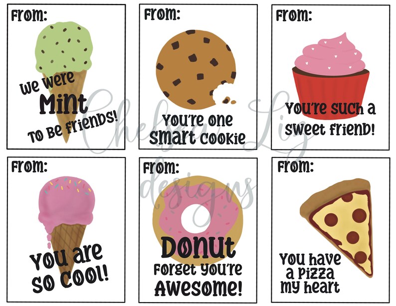 Digital Download Valentine Cards | Food Valentines Day Cards | INSTANT ...