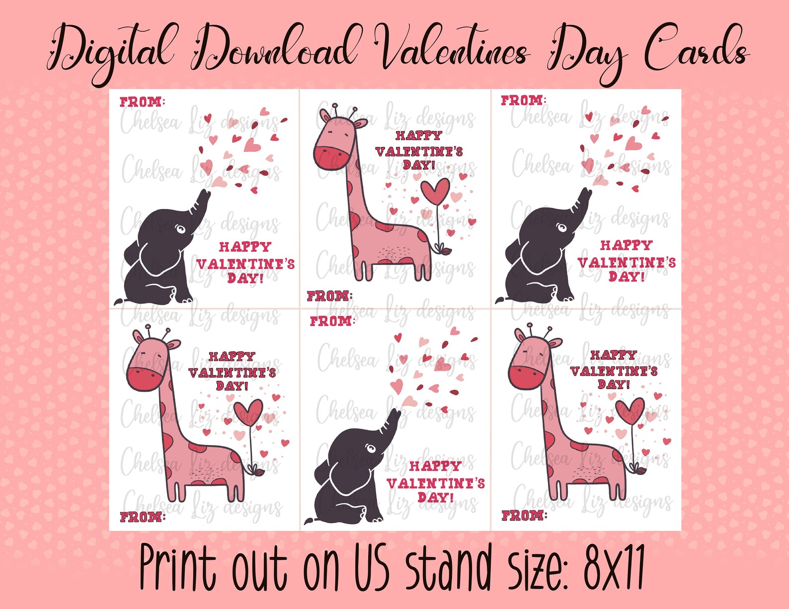 School Valentine Cards | Valentine Card for Classroom Exchange | Safari ...