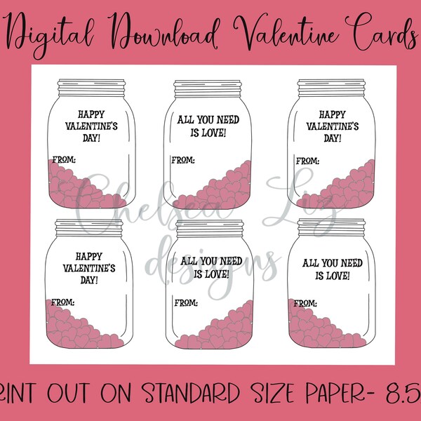 Mason Jar Valentine Printable - Etsy